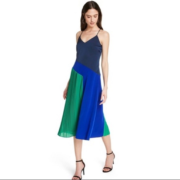 Cushnie | Dresses | Nwt Target Cushnie Green Colorblock Pleated Dress ...